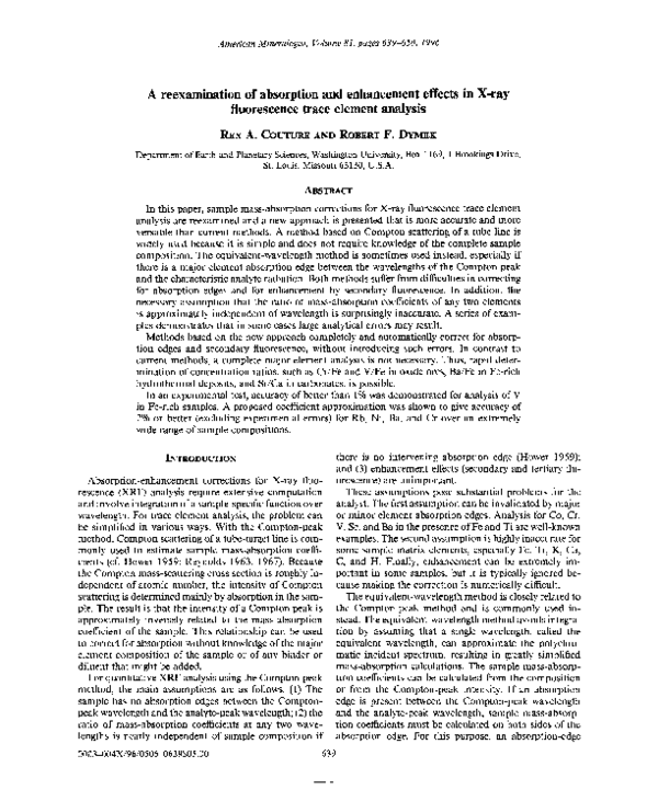 (PDF) A reexamination of absorption and enhancement effects in X-ray ...
