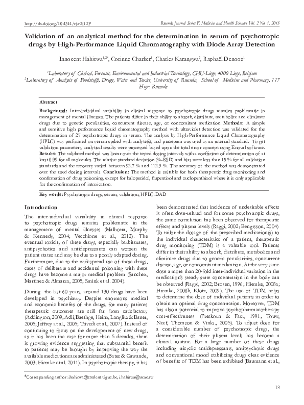 (PDF) Validation of an analytical method for the determination of carbadox and olaquindox in ...