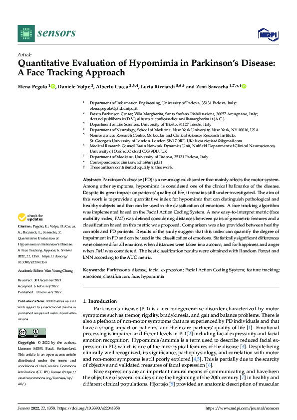 (PDF) Quantitative Evaluation of Hypomimia in Parkinson’s Disease: A ...