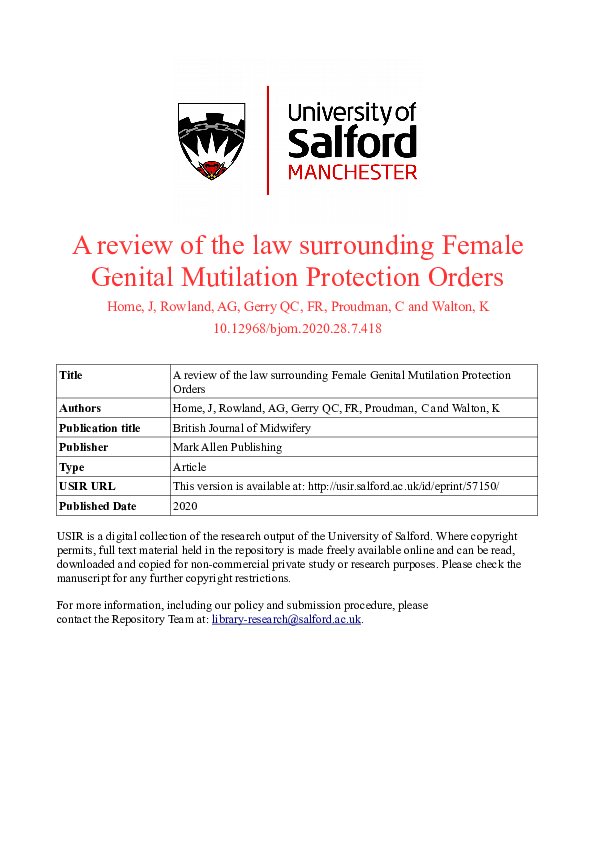 (PDF) A review of the law surrounding female genital mutilation ...