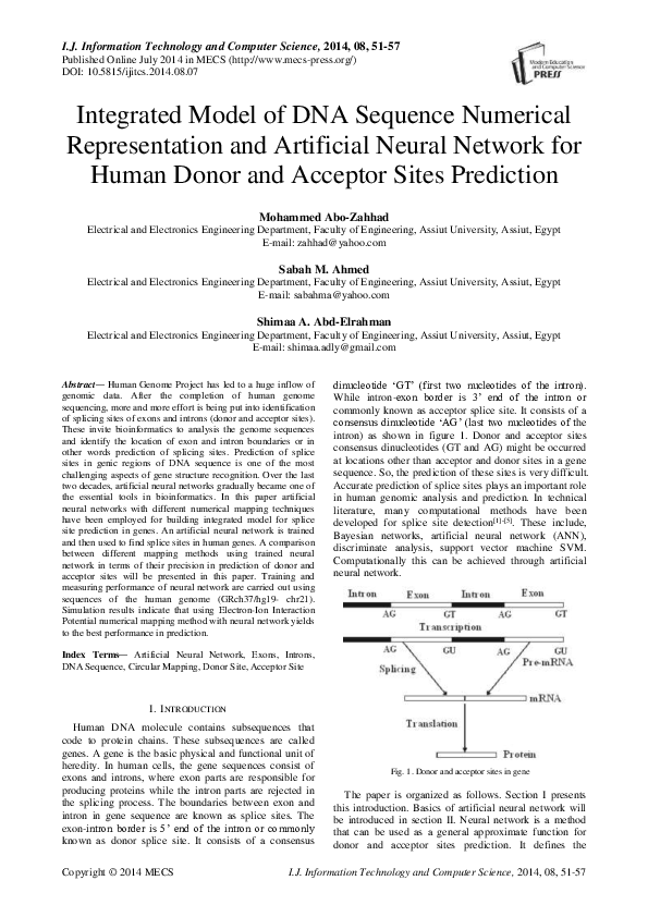 (PDF) Integrated Model of DNA Sequence Numerical Representation and Artificial Neural Network ...