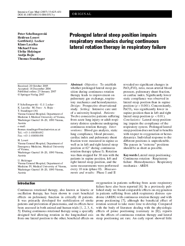 (PDF) Prolonged lateral steep position impairs respiratory mechanics ...