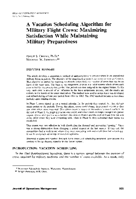 (PDF) A vacation scheduling algorithm for military flight crews ...