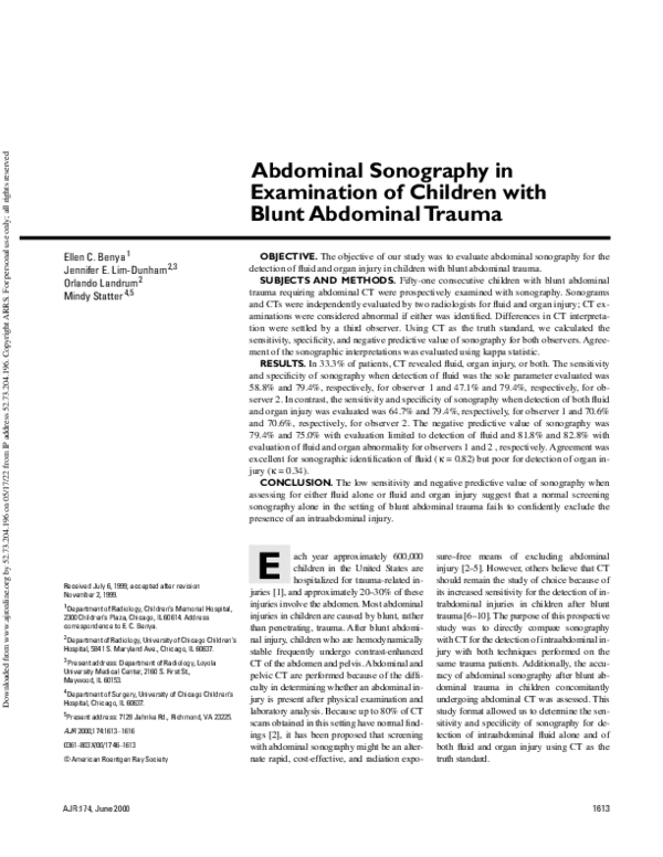 (PDF) Abdominal Sonography in Examination of Children with Blunt ...