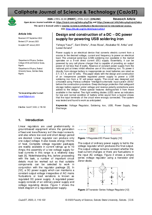 (PDF) Design and construction of a DC – DC power supply for powering ...