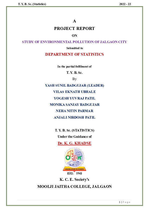 (PDF) Project Report of Environmental Pollution