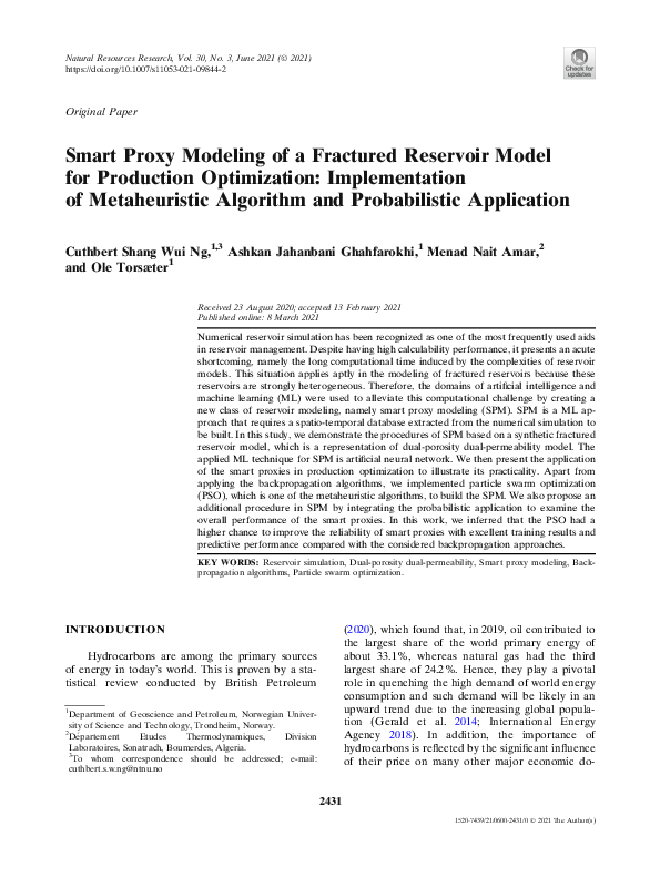 (PDF) Smart Proxy Modeling of a Fractured Reservoir Model for Production Optimization ...
