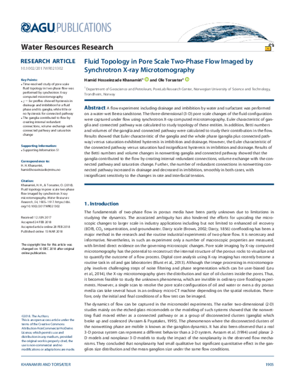 (PDF) Fluid Topology in Pore Scale Two‐Phase Flow Imaged by Synchrotron X‐ray Microtomography ...