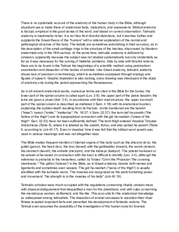 (PDF) Anatomy through rabbinical teachings and interpretation