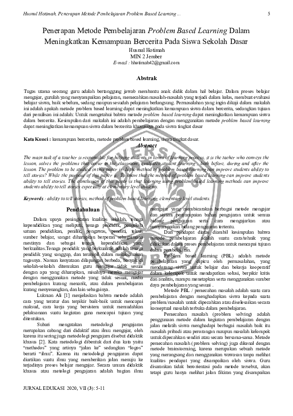 (PDF) Penerapan Metode Pembelajaran Problem Based Learning Dalam ...