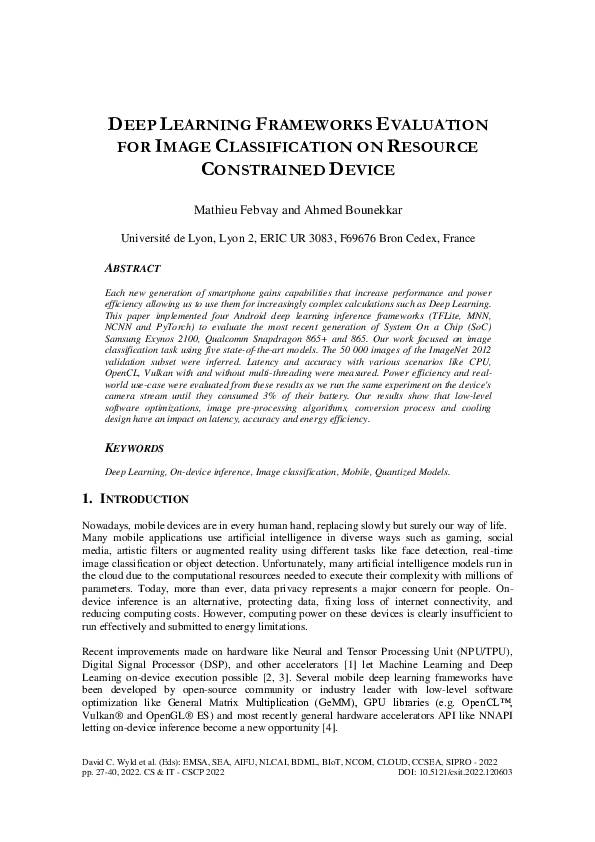 (PDF) Deep Learning Frameworks Evaluation for Image Classification on ... (PDF) Deep Learning Frameworks Evaluation for Image Classification on ...