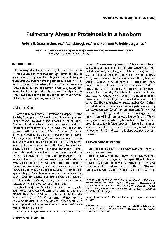 (PDF) Pulmonary alveolar proteinosis in a newborn