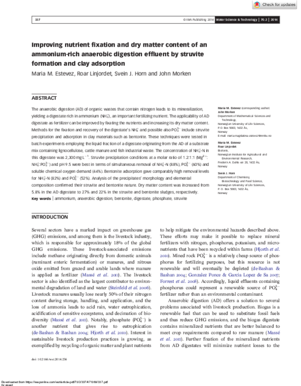 (PDF) Improving nutrient fixation and dry matter content of an ammonium ...
