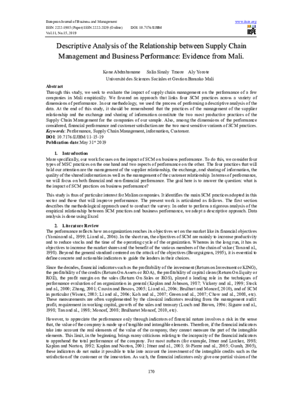 (PDF) Descriptive Analysis of the Relationship between Supply Chain Management and Business ...