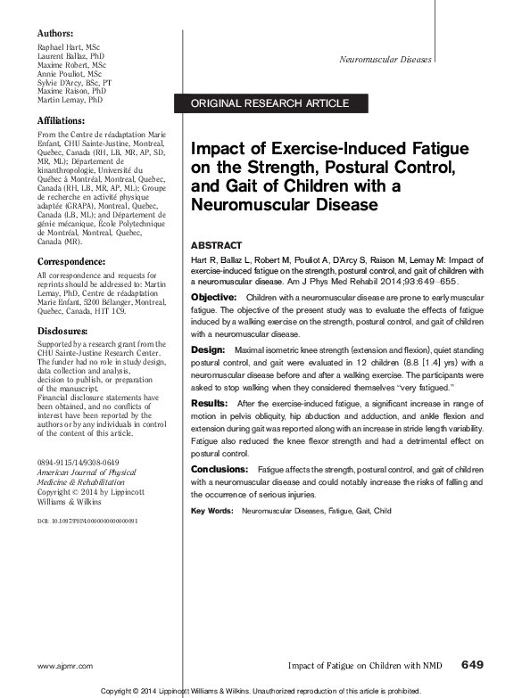 (PDF) Impact of Exercise-Induced Fatigue on the Strength, Postural ...