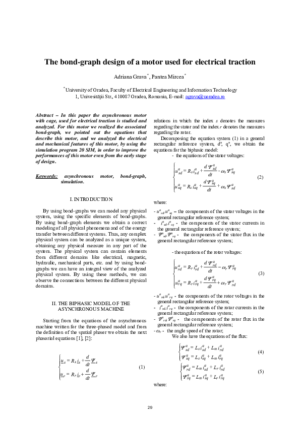 (PDF) The bond-graph design of a motor used for electrical traction
