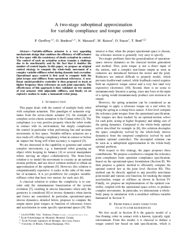 (PDF) A two-stage suboptimal approximation for variable compliance and ...