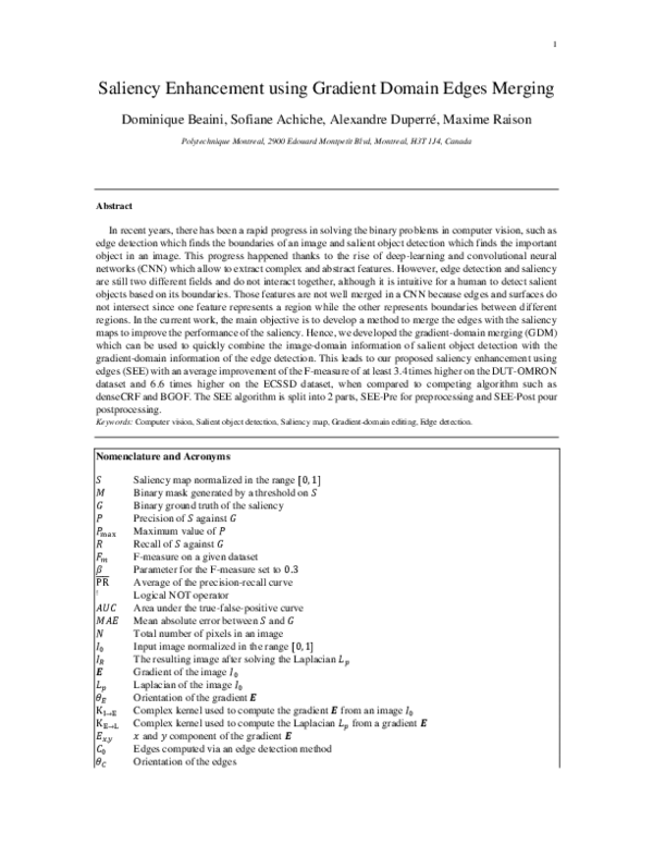Pdf Saliency Enhancement Using Gradient Domain Edges Merging