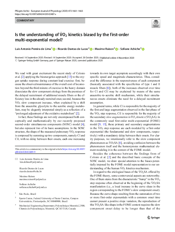 (PDF) Is the understanding of V̇O2 kinetics biased by the first-order ...