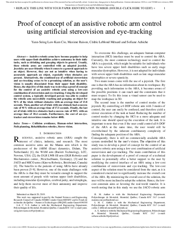 (PDF) Proof of Concept of an Assistive Robotic Arm Control Using ...