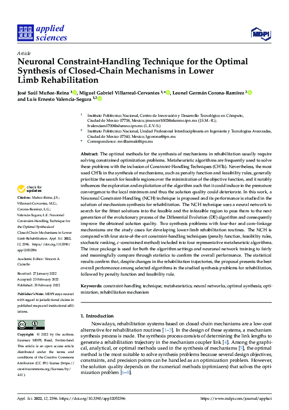(PDF) Neuronal Constraint-Handling Technique for the Optimal Synthesis of Closed-Chain ...