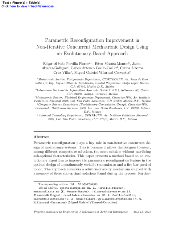 (PDF) Evolutionary Optimization in Mechatronic Design