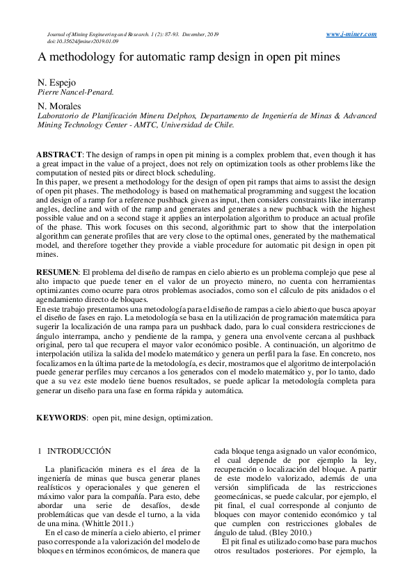 (PDF) A methodology for automatic ramp design in open pit mines