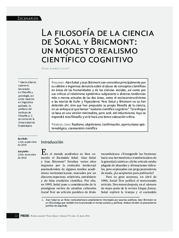 (PDF) La filosofía de la ciencia de Sokal y Bricmont: un modesto ...