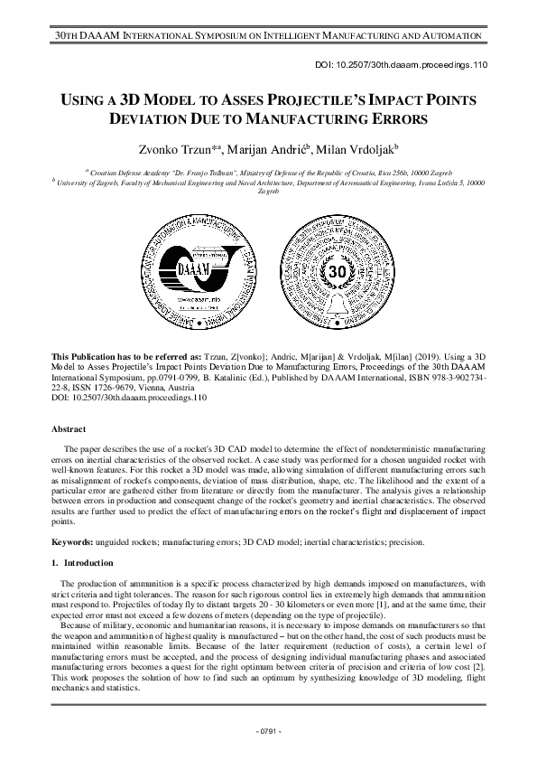 Pdf Using A 3d Model To Asses Projectiles Impact Points Deviation