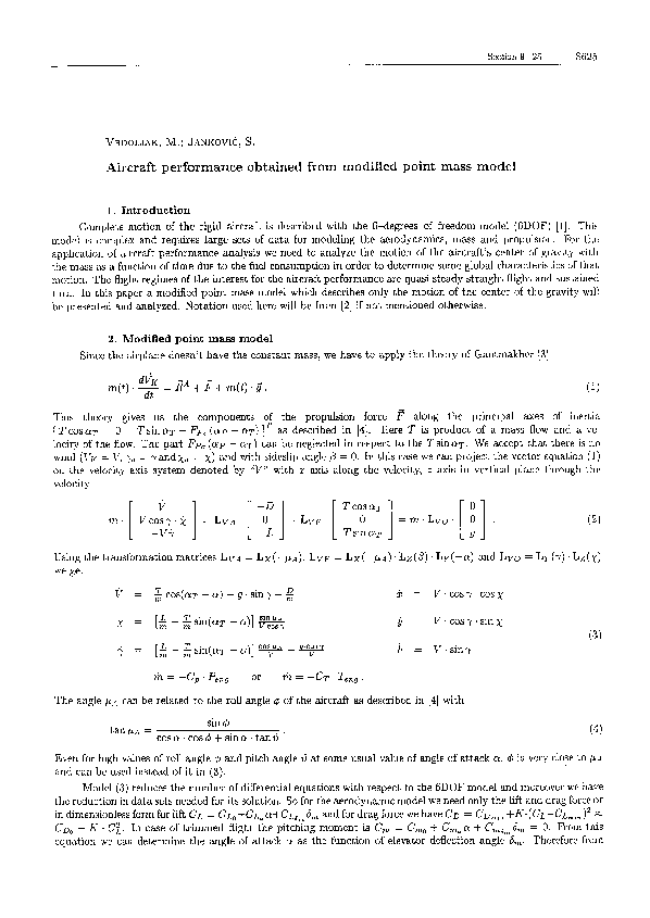 (PDF) Aircraft performance obtained from modified point mass model