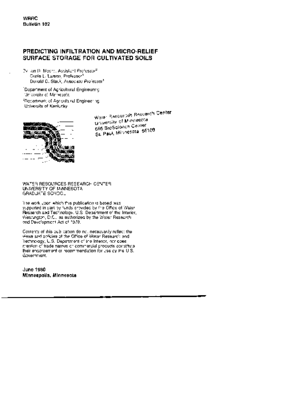 (PDF) Bulletin 102 PREDICTING INFILTRATION AND MICRO-RELIEF SURFACE ...