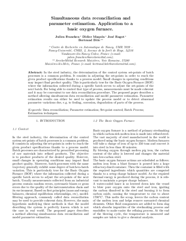 (PDF) Simultaneous Data Reconciliation and Parameter Estimation Applied to a Heat Exchange Process