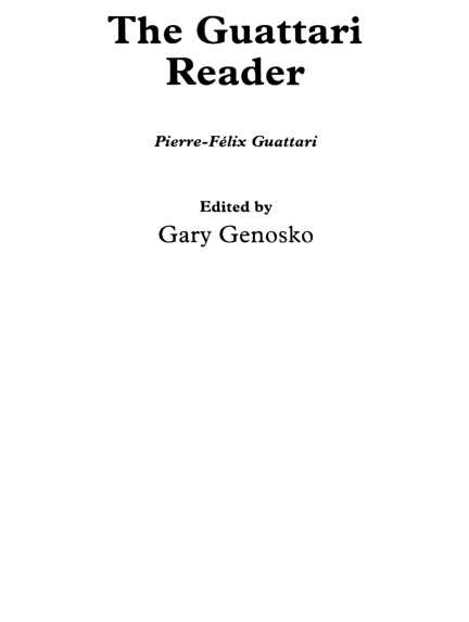 (PDF) The Guattari Reader