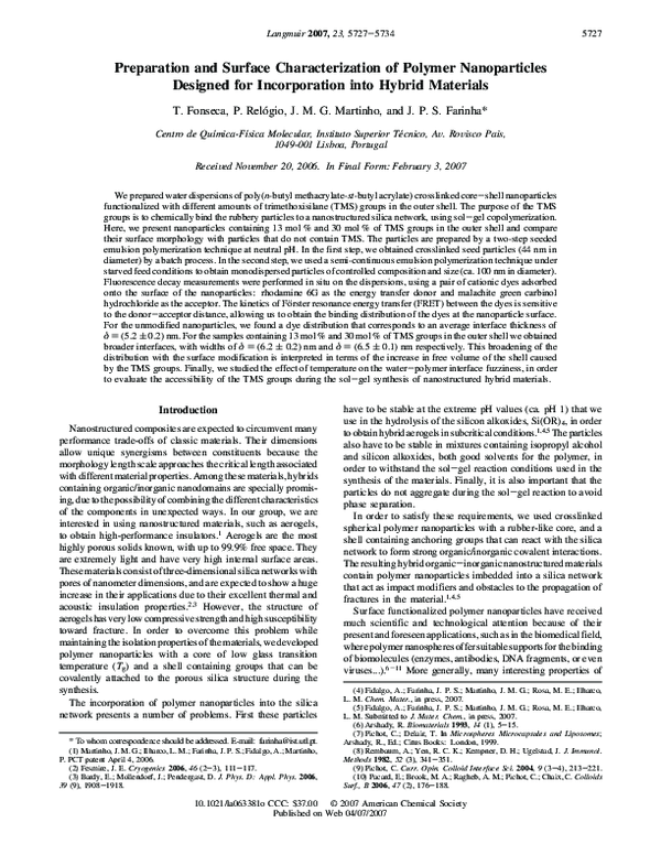 (PDF) Preparation and Surface Characterization of Polymer Nanoparticles Designed for ...