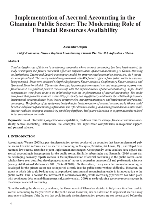 (PDF) Implementation of Accrual Accounting in the Ghanaian Public Sector: The Moderating Role of ...