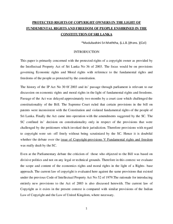 (PDF) PROTECTED RIGHTS OF COPYRIGHT OWNERS IN THE LIGHT OF FUNDEMENTAL ...