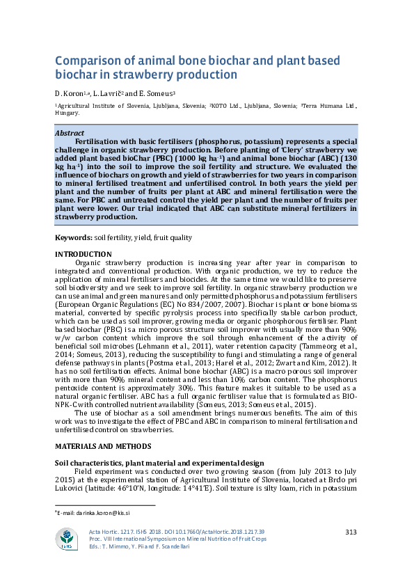 (PDF) Comparison of animal bone biochar and plant based biochar in ...