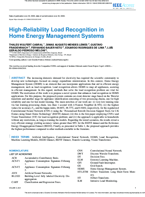 (PDF) High-Reliability Load Recognition in Home Energy Management Systems