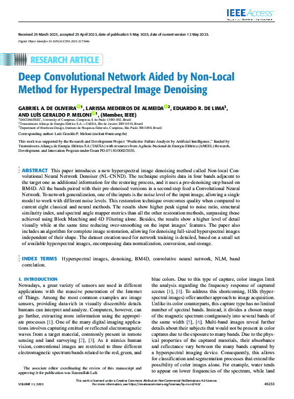 (PDF) Deep Convolutional Network Aided by Non-Local Method for Hyperspectral Image Denoising
