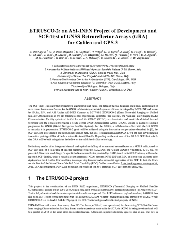 (PDF) ETRUSCO-2: an ASI-INFN Project of Development and SCF-Test of ...