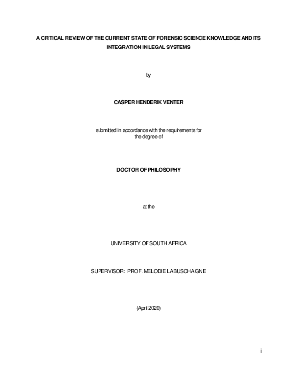 (PDF) A critical review of the current state of forensic science ...