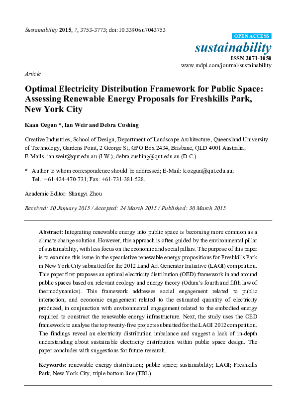 (PDF) Optimal Electricity Distribution Framework for Public Space ...