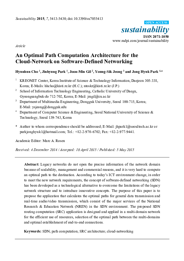 (PDF) An Optimal Path Computation Architecture for the Cloud-Network on ...