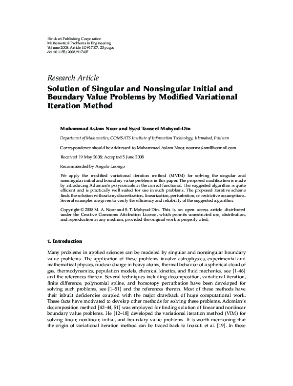 (PDF) Solution of Singular and Nonsingular Initial and Boundary Value Problems by Modified ...