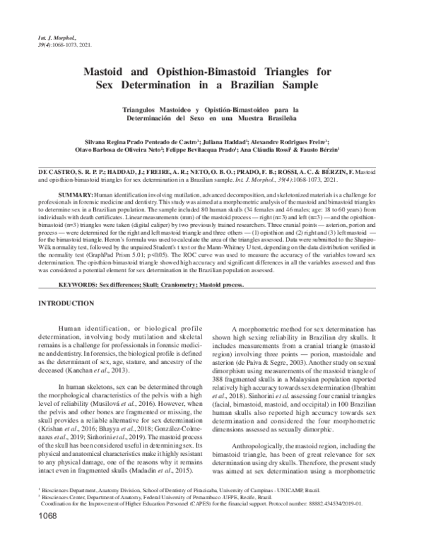 (PDF) Mastoid and Opisthion-Bimastoid Triangles for Sex Determination ...