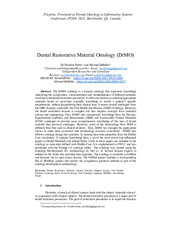 (PDF) Dental Restorative Material Ontology (DrMO