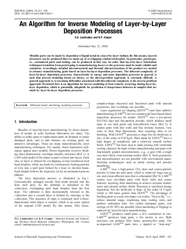 (PDF) An Algorithm for Inverse Modeling of Layer-by-Layer Deposition ...