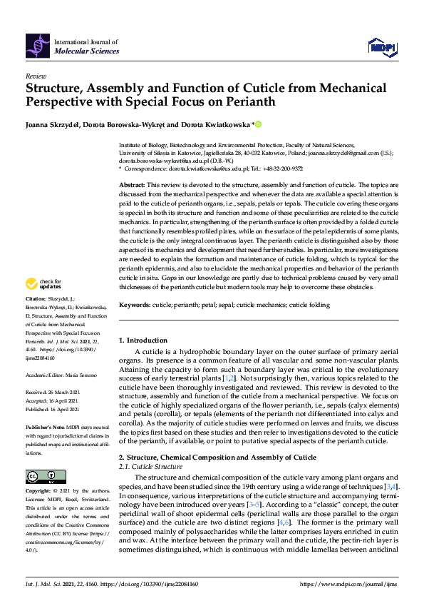 (PDF) Structure, Assembly and Function of Cuticle from Mechanical ...