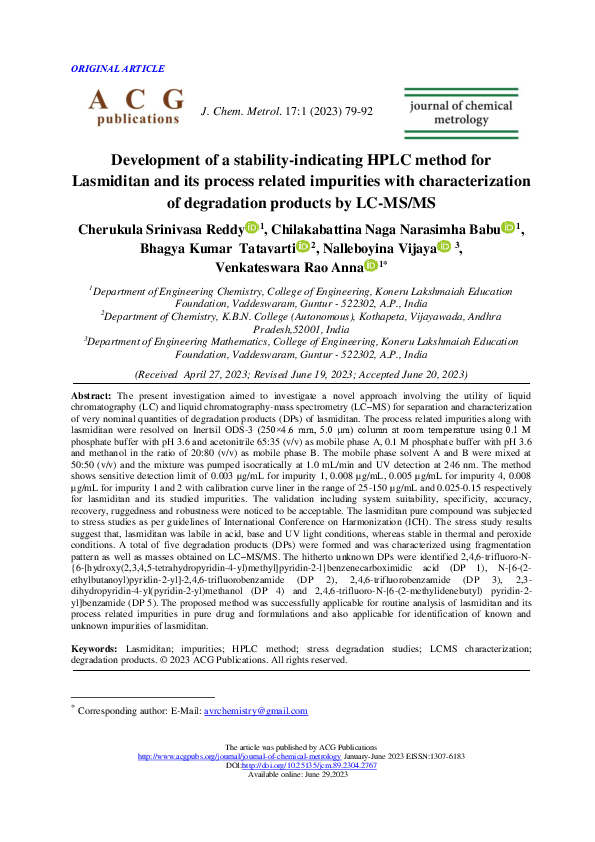 (PDF) Development of a stability-indicating HPLC method for Lasmiditan ...