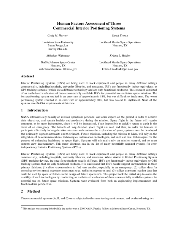 (PDF) Human Factors Assessment of Three Commercial Interior Positioning ...